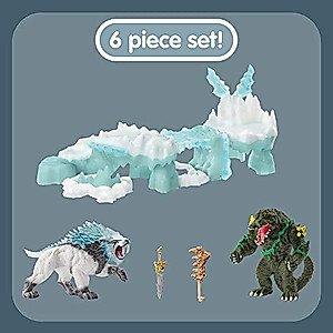Schleich Eldrador Creatures, Mythical Creatures Toys for Kids, Attack on Ice Fortress Set with Ice Monster and Jungle Monster Action Figures, Ages 7+