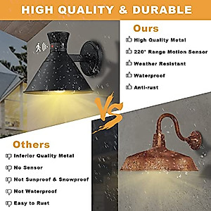2 Pack Outdoor Motion Sensor Light, Anti-rust Waterproof Wall Light Fixtures, Dusk to Dawn Outdoor Lighting, 10 Inch Outdoor Lights for Patio Garage Porch Barn House Garden Backyard (Bulbs Included)