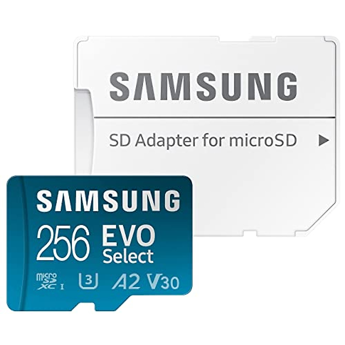 SAMSUNG EVO Select Micro SD-Memory-Card + Adapter, 256GB microSDXC 130MB/s Full HD & 4K UHD, UHS-I, U3, A2, V30, Expanded Storage for Android Smartphones, Tablets, Nintendo-Switch (MB-ME256KA/AM)