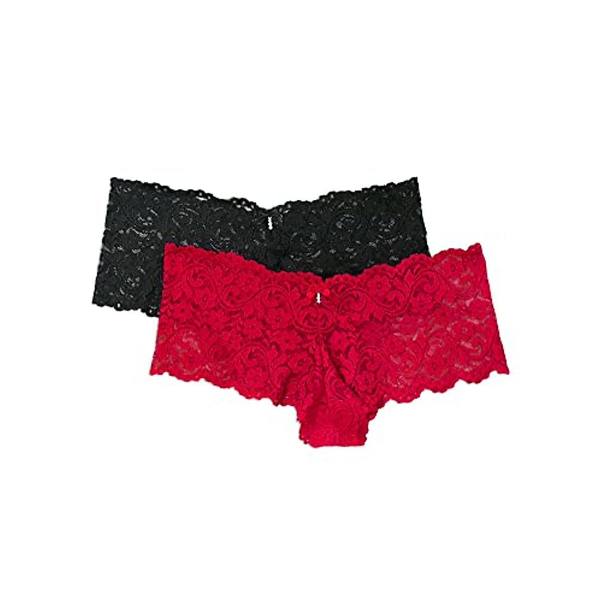 Smart & Sexy womens Signature Lace Cheeky Panty 2 Pack Underwear, No No Red/Black Hue, 8 US