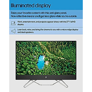 HP 27" FHD IPS All-in-One Desktop Computer 2022, 10-Core Intel Core i7-1255U, Iris Xe Graphics, 16GB DDR4 512GB SSD + 1TB HDD, WiFi 6 Bluetooth, Windows 11 Pro, Black Wireless KB Mouse, COU 32GB USB