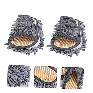 Lurrose 1 Pair Slippers Floor Cleaner Mop Cleaning Slippers Microfiber Floor Mop Cleaning Mops Dusting Slippers Mops for Floor Cleaning Slippers for Home Cleaning Floor Slippers Chenille