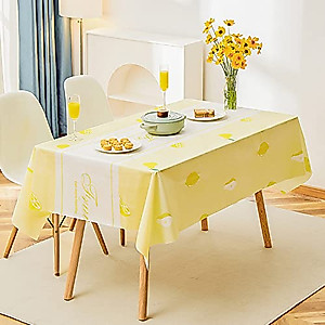 Waterproof Tablecloth Simple Pattern Spillproof Wrinkle Resistant Table Cloth for Kitchen Dinning Tabletop Decoration Outdoor Picnic Rectangle 54 x 70 Inch(2, Yellow)