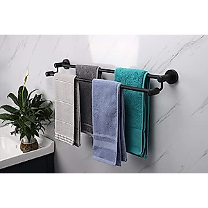 TocTen Double Bath Towel Bar - Thicken SUS304 Stainless Steel Towel Rack for Bathroom, Bathroom Accessories Double Towel Rod Heavy Duty Wall Mounted Towel Holder (Black, 30IN)