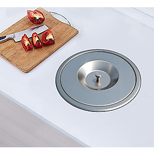 iDili 8L Kitchen Cabinet Countertop Built-in Stainless Steel Trash Can, Flush Recessed Dustbin Eco-Friendly Hidden Embedded Trash Bin
