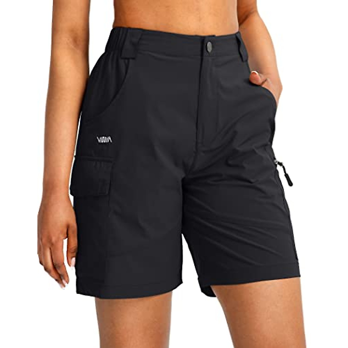 Viodia Women's 7" Hiking Cargo Shorts with Pockets Quick Dry Lightweight Shorts for Women Golf Casual Summer Shorts Black