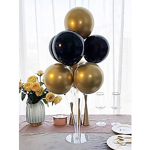 6 Sets Balloon Stand Kit Balloon Holder With Balloon and Base, Balloon Centerpieces for Tables, Black and Gold Party Decorations for Birthday Wedding Anniversary Father's Day New Year Graduation 2024