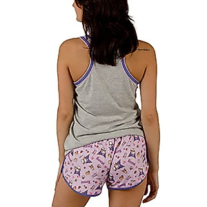 Bioworld Kuromi Milkshake Women's Racer Back Tank Top & Dolphin Lounge Shorts Sleepwear Set-XL Blue