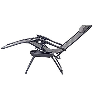 BTEXPERT CC5045GR Zero Gravity Chair Case Lounge Outdoor Patio Beach Yard Garden with Utility Tray Cup Holder Gray, One Piece, Grey