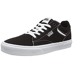 Vans Men's Seldan Sneaker, Black Canvas Black White 187, 12