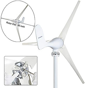 Pikasola 400W Wind Turbine Generator AC 12Volt Economy 3 Blades Windmill for Wind Solar Hybrid System 2.5m/s Start Wind Speed,400w windmill generator for home