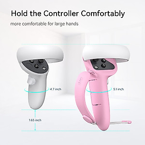 KIWI design Controller Grips Cover with Battery Opening Adjustable with Knuckle Straps, Suitable for Large Hands Compatible with Quest 2 Accessories (Pink)