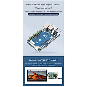 Mini Base Board (C) for Raspberry Pi Compute Module 4 (CM4), 40PIN LCD Connector, Gigabit Ethernet RJ45 Interface
