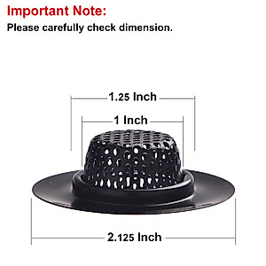 2 Pack - 2.25" Top / 1" Basket- Black Sink Strainer Bathroom Sink, Utility, Slop, Laundry, RV and Lavatory Sink Drain Strainer Hair Catcher. Stainless Steel with Black Electroplated Coating
