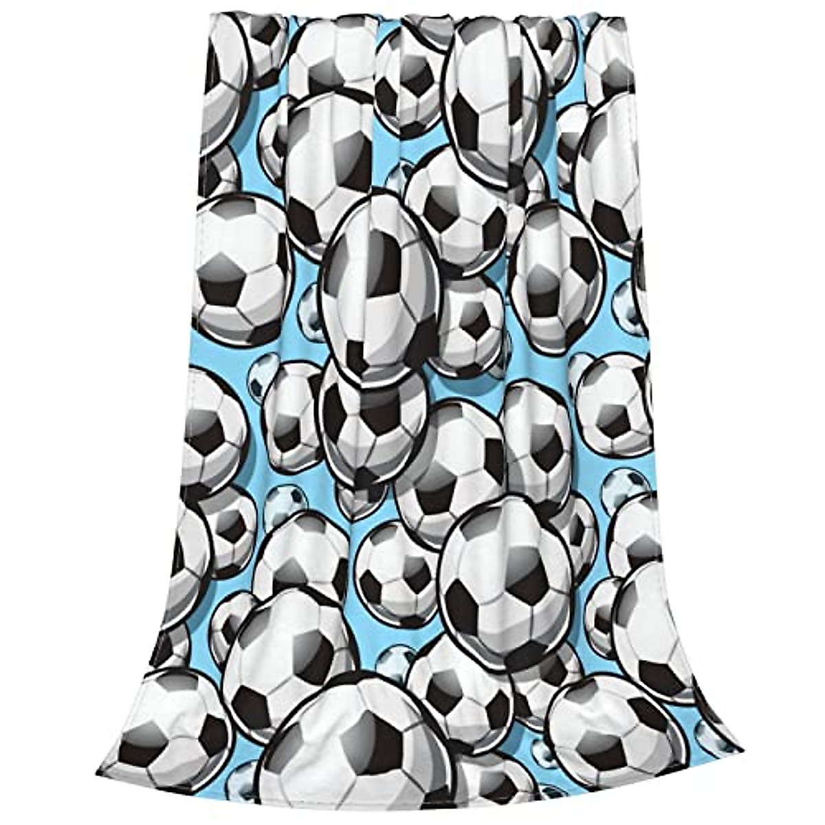 Soccer Balls Pattern Blanket Cozy Soft Throw Blanket for Couch Sofa Bedding Living Room, Warm Plush Flannel Blankets for Boys Girls Men Women 50"x40"