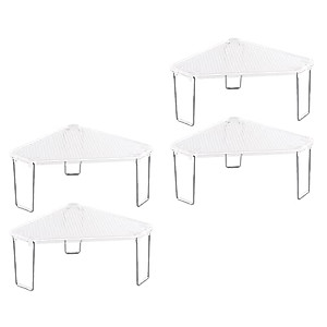 mDesign Plastic/Steel Corner Stackable Rack, Storage Organizer Shelf for Bathroom, Vanity, Countertop, Sink, Cabinet, Holds Makeup, Shower Accessories, Ligne Collection - 4 Pack - Clear