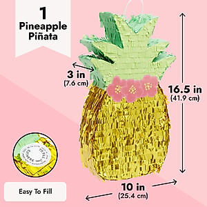 BLUE PANDA Pineapple Pinata for Hawaiian Luau Party Decorations, Kids Birthday (16.5 x 10 x 3 In)