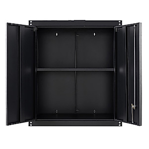 GEDELITE Metal Storage Cabinet with Lock and Doors,Steel Garage Wall Storage Cabinet,Garage Upper Cabinet,Wall Mounted Metal Cabinet for Garage, Black