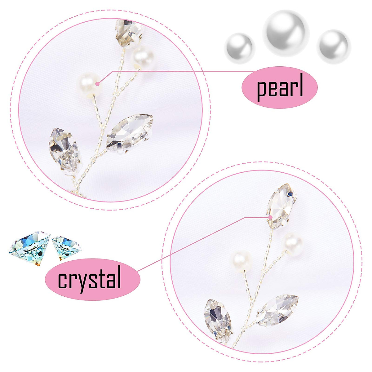 Syhood 6 Pieces Pearl Crystal Bridal Hair Pins Rhinestone Flower Wedding Hair Pins Prom Accessory for Women Wedding Hairstyles(Silver)