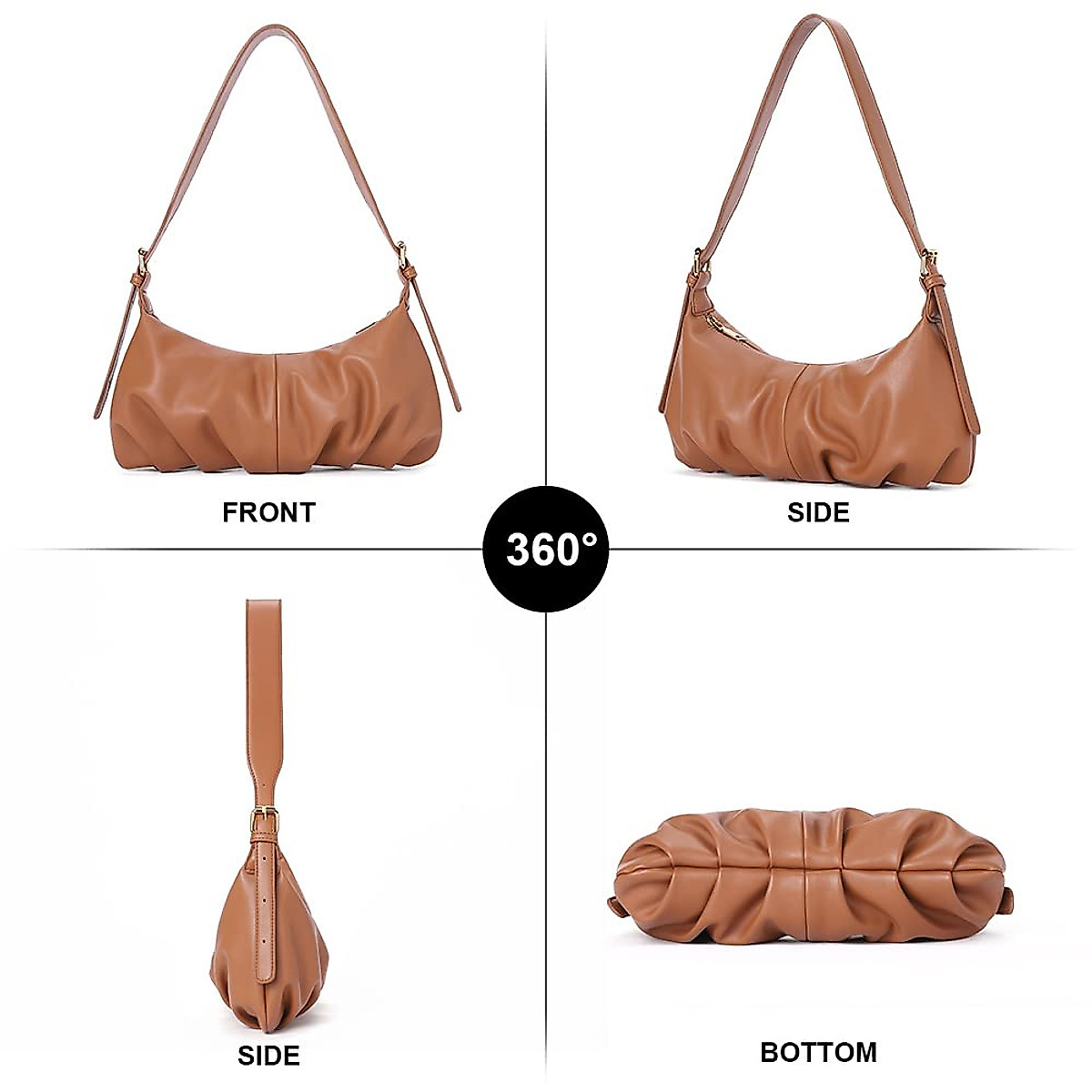 CLUCI Shoulder Bag,Purses for Women Dumpling Small Hobo Bags Vegan Leather Ladies Clutch with Adjustable Strap