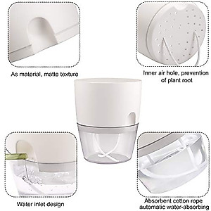 JFMAMJ Self Watering Planters, 5 Pack 6/4.1/3.2 Inch Self Watering Pots for Indoor Plants Wicking Pots, Modern Decorative Planter Pot for House Plants, Aloe, Herbs, African Violets, Succulents