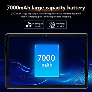 ICRPSTU 2 in 1 Tablet, 10.1 Inch Tablet 8GB 256GB 8MP 16MP 100‑240V 4G Network USB C Charge with Keyboard to Work for Android 12 (US Plug)