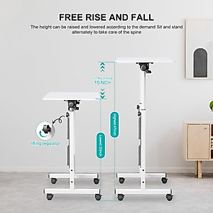 KOUPA Adjustable Height Standing Desk, Writable Tempered Glass Desktop with Eraser, 360° Flip, Wheels and Bag– Ideal for Small Spaces and Home Offices, 24 in, White(Adjustable Height: 32-47 in)