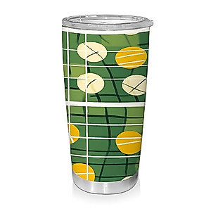 FOCIUZTA Cartoon Tennis Ball Pattern 20oz Tumbler with Lid, Travel Coffee Cup, Ideal for Easter, Gaming Enthusiast, Mother Day, and Birthday Gifts