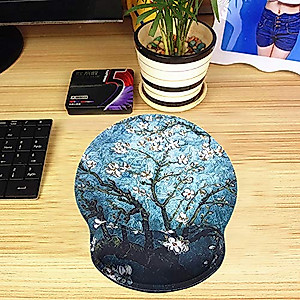 Mouse Pads for Computers Van Gogh Ergonomic Memory Foam Nonslip Wrist Support-Lightweight Rest Mousepad for Office,Gaming,Computer, Laptop & Mac,Pain Relief,at Home Or Work