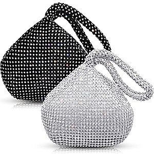 Sweetude 2 Pieces Rhinestones Triangle Bag Bling Glitter Evening Bag Crystal Evening Clutch Purse Triangle Bling Wedding Purse Full Rhinestones Shiny Dinner Bag Bucket Bags with Wristlet