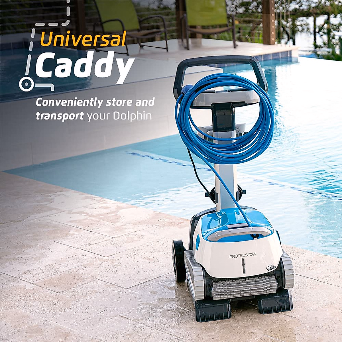 Dolphin Proteus DX4 Automatic Robotic Pool Vacuum Cleaner Includes Caddy for Easy to Transport and Storage, Ideal for In-Ground Pool up to 50 FT in Length