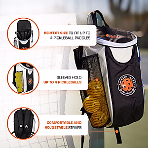 Amazin' Aces Premium Pickleball Backpack | Bag Features Pickleball Holder/Sleeve | Pack Fits Multiple Paddles | Convenient Pockets For Phone, Keys, & Wallet | Padded Back & Straps For Added Comfort