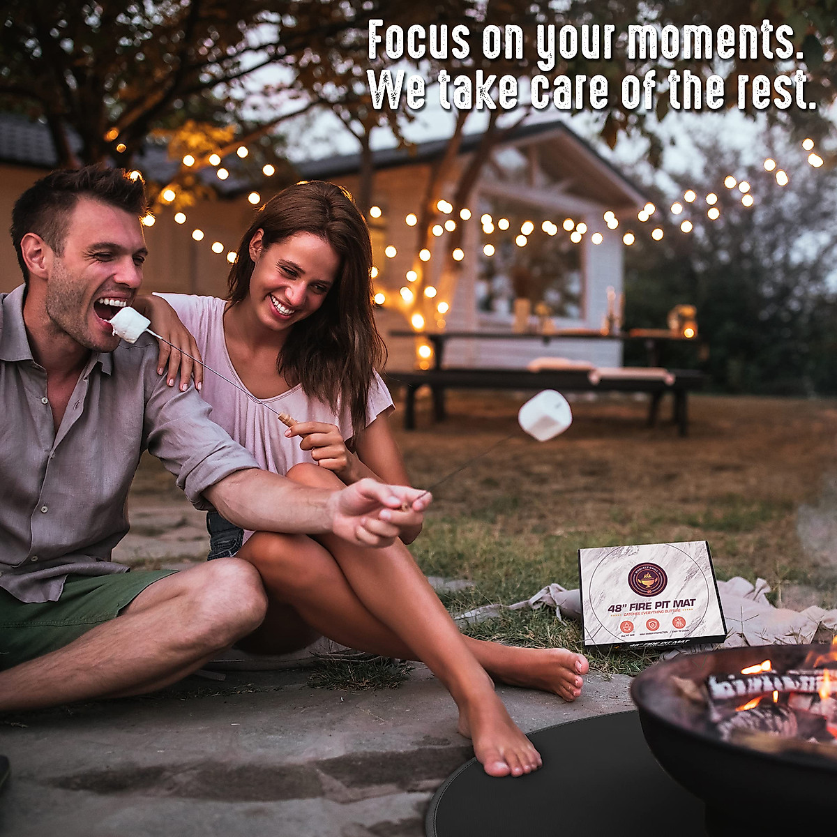 Fire Pit Mat for Under Fire Pit - 48" Fireproof mat, Grill Mats for Outdoor Grill Deck Protector, Grill Mats for Decks, Under Grill Mat, Grill Mats, BBQ Mat for Under BBQ, Patio Mat