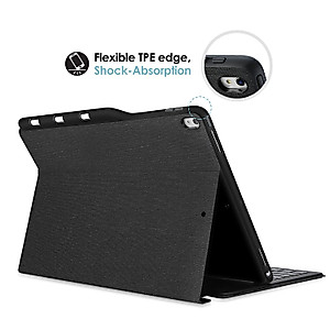 ProCase Keyboard Case for iPad Pro 12.9" 2017/2015 Old Model with Built-in Apple Pencil Holder, Slim Lightweight Cover Folio Stand Smart Cover with Keyboard for Apple iPad Pro 12.9 inch –Black