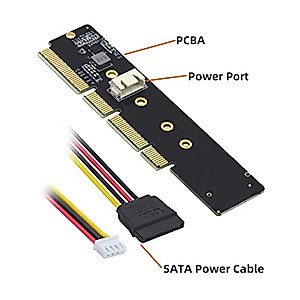 chenyang M.2 NVME to PCIe 3.0/4.0 X16 Adapter NVME/AHCI SSD to PCI Express Expansion Card Adapter with Extra SATA Power Output