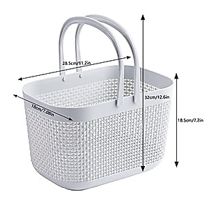 2 Pcs Portable Shower Caddy Tote, Plastic Storage Caddy Basket with Handle for College, Dorm, Bathroom, Garden, Cleaning Supplies, Gray