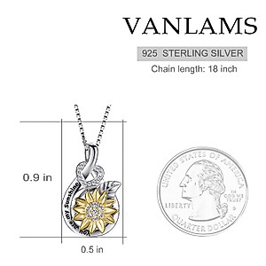 VANLAMS Sunflower Necklace for Women, Love Heart Pendant Necklace You Are My Sunshine Jewelry, Mothers Day Gifts Necklaces Gifts for Mom Wife Girlfriends Daughter (Sunflower)