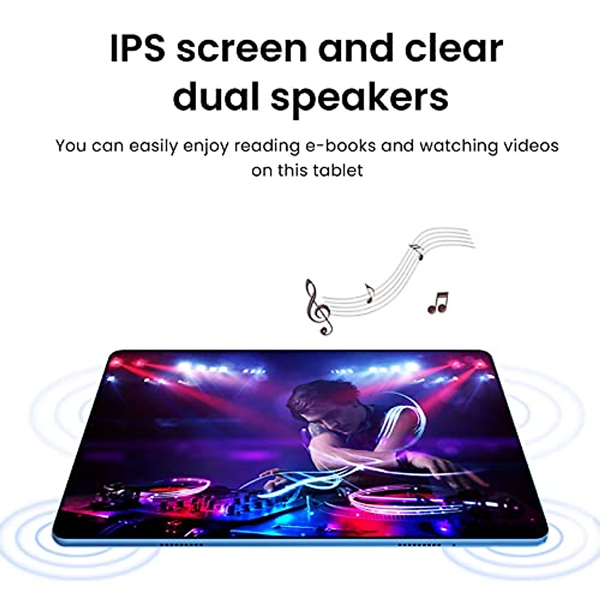 HEEPDD Gaming Tablet, 100‑240V 5GWIFI 10 Inch Tablet 1960x1080 IPS HD Big Screen 11 for Travel (Blue)