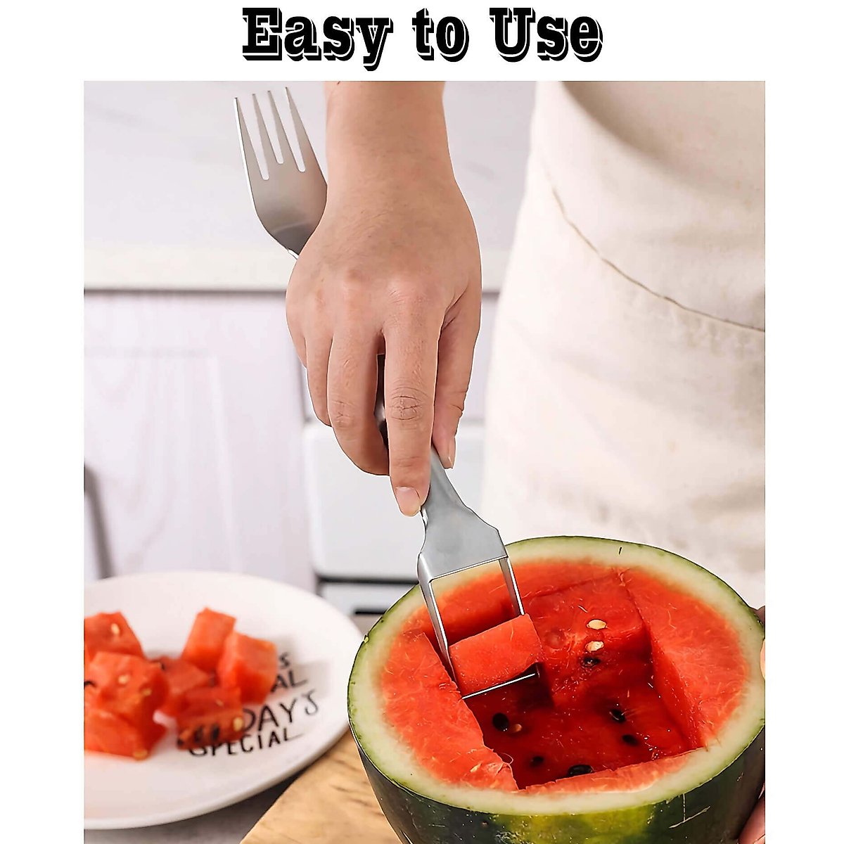 2023 New Watermelon Cutter, 2-in-1 Watermelon Fork Slicer,Watermelon Slicer,Watermelon Fork Slicer Cutter,Watermelon Cutter Slicer Tool,Summer Watermelon Cutting Fruit Cutting Fork (1 Pcs)