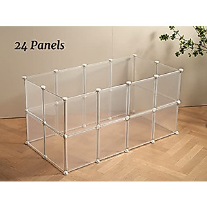 LURIVA Transparent Clear Small Animal Playpen, Guinea Pig Cages, Puppy Dog Pet Rabbit Bunny Indoor Outdoor Fence Pen Enclosure, White Plastic Playpen,12 X 12 Inch, Panels