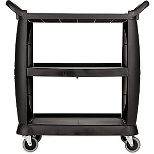 Carlisle FoodService Products Plastic Bussing Cart, 300 lb Capacity, 36.25" x 18"x 38", Black, Small