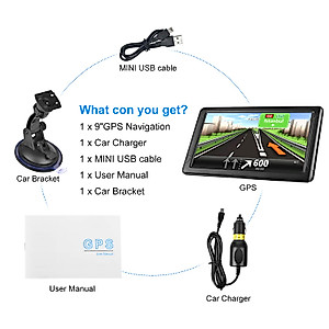 GPS Navigation for Car （9 Inch） Slimline Touch Screen Real Voice Direction ，USA Edition 2025 (Free Lifetime Updates) Turn-by-Turn Voice and Lane Guidance, Speed and Red Light Warning (American Brand)