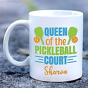 Personalized Queen of the Pickleball Court Mug | Pickleball Accessories | Gift For Grandma | Gifts For Her | Mothers Day Gift | Unique Mom Gift | Gift for Pickleball Player | Pickleball Player Mug
