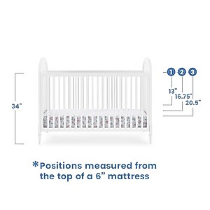 Delta Children Madeline 4-in-1 Convertible Crib - Woven Cane Mesh Panels, Includes Conversion Rails, Greenguard Gold Certified, Bianca White/Textured Almond