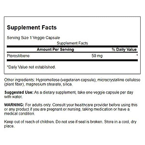 Swanson Pterostilbene 50 mg 30 Veg Caps