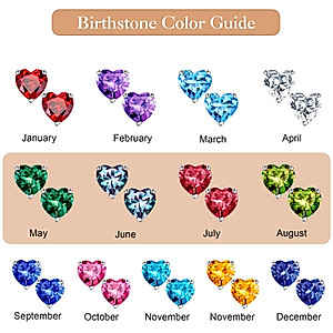 SMILEST Heart Birthstone Earrings for Women Mom- Aquamarine Birthstone Stud Earrings for 925 Sterling Silver Heart March Birthstone Earrings Blue Birthstone Stud Earrings for Women Mom Wife Grandma