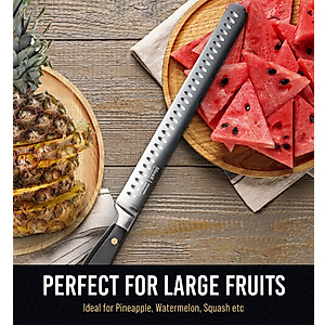 Bright Hobby Meat Carving Knife - Razor Sharp 12 in Large Slicer for Meat, Slicing Cutting, Brisket, Beef, BBQ, Ham etc. The Best Brisket Knife, White, (SK-001)