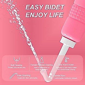 KKPOT Portable Travel Bidet Bottle 2 Pack - 450ml Peri Bottle for Postpartum Care,Handheld Portable Camping Bidet Bottle with Travel Bag for Women ,Men,Baby,Personal Hygiene (Blue+Pink)