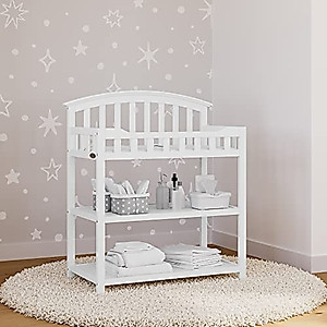 Graco Changing Table with Water-Resistant Change Pad and Safety Strap, White, Multi Storage Nursery Changing Table for Infants or Babies