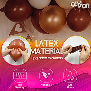 Oudlor 100pcs Brown Balloons 12 inch Brown Party Decoration Balloons Premium Thicker Helium Latex Balloon for Wedding Birthday Christmas Halloween Baby Shower With 2 Ribbons
